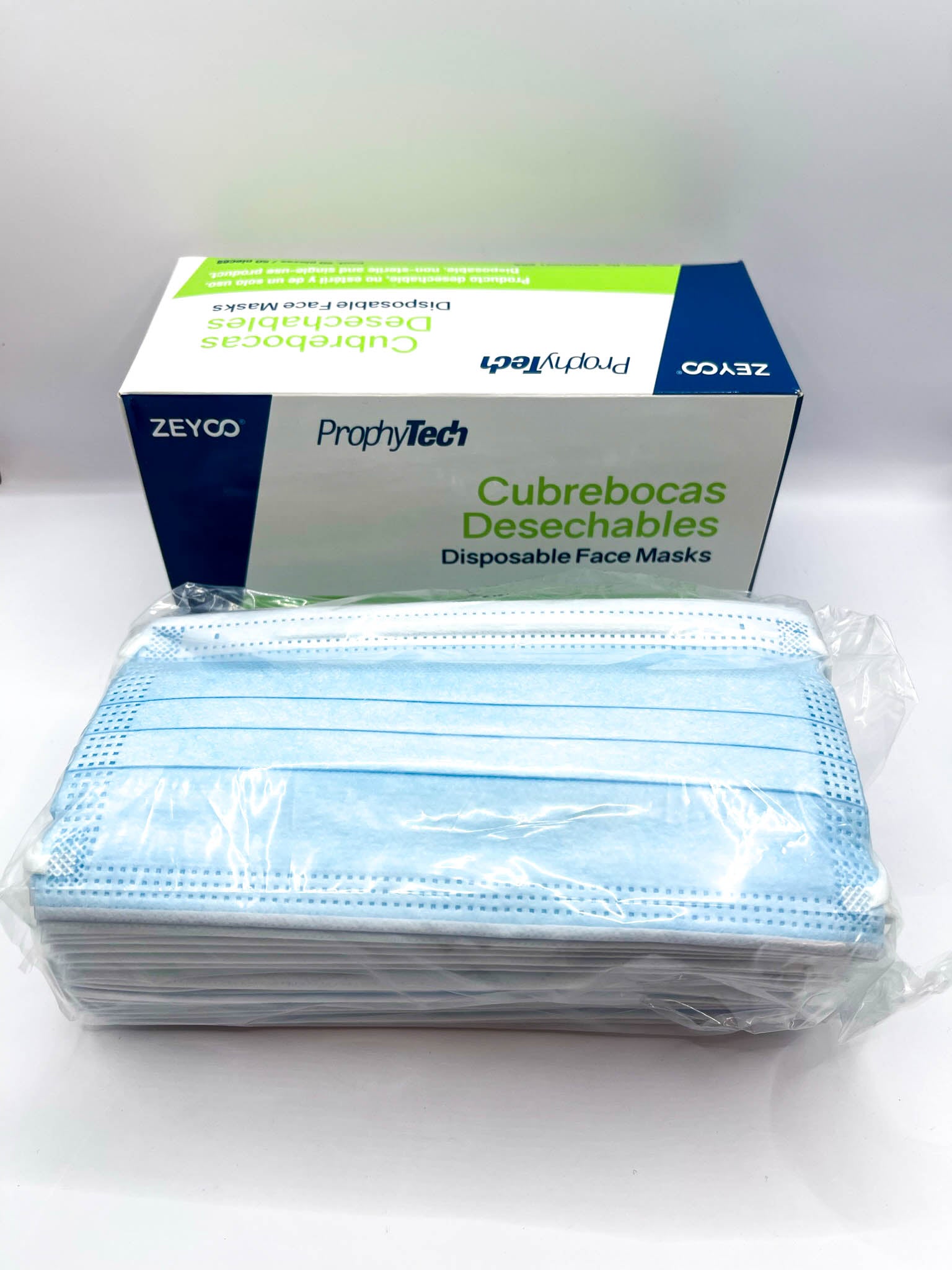 Cubre bocas azul procedural caja c/50 pzas